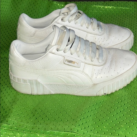 Puma | Shoes | Puma Allwhite Leather Sneakers | Poshmark